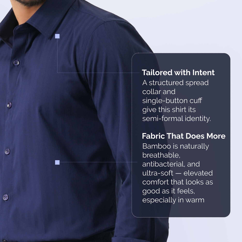 Mens Navy Blue Semi Formal Shirt – TwelveBd