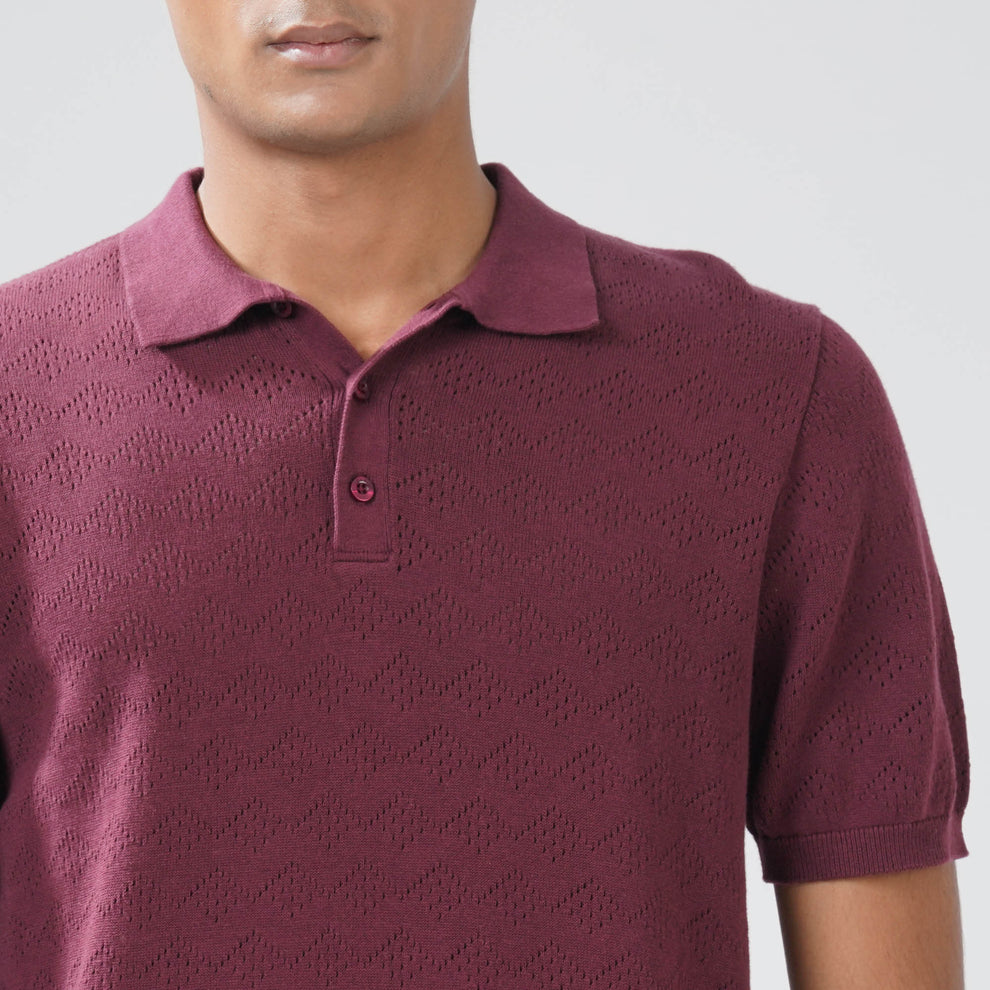 Men's Maroon Sweater Polo – TwelveBd
