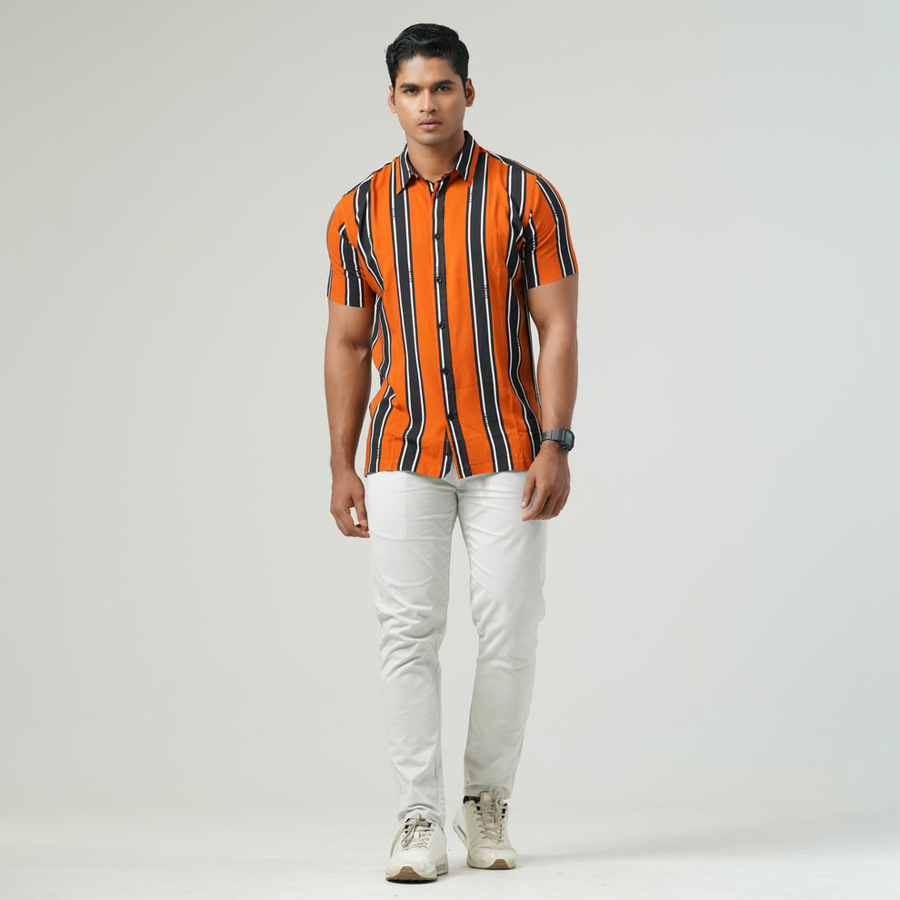 Mens Orange Short Sleeve Shirt – TwelveBd