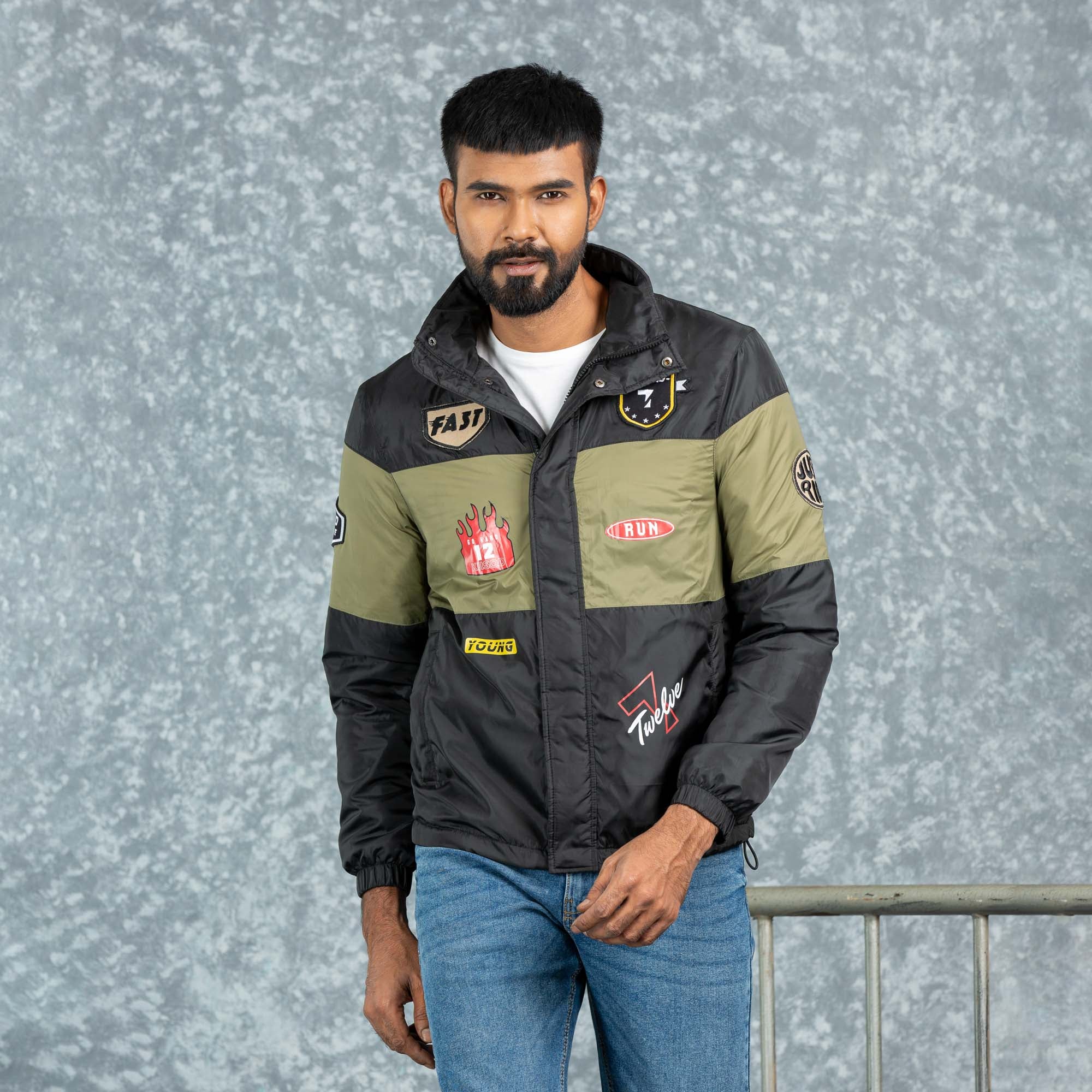 Mens Bomber-Olive/White/Navy – TwelveBd