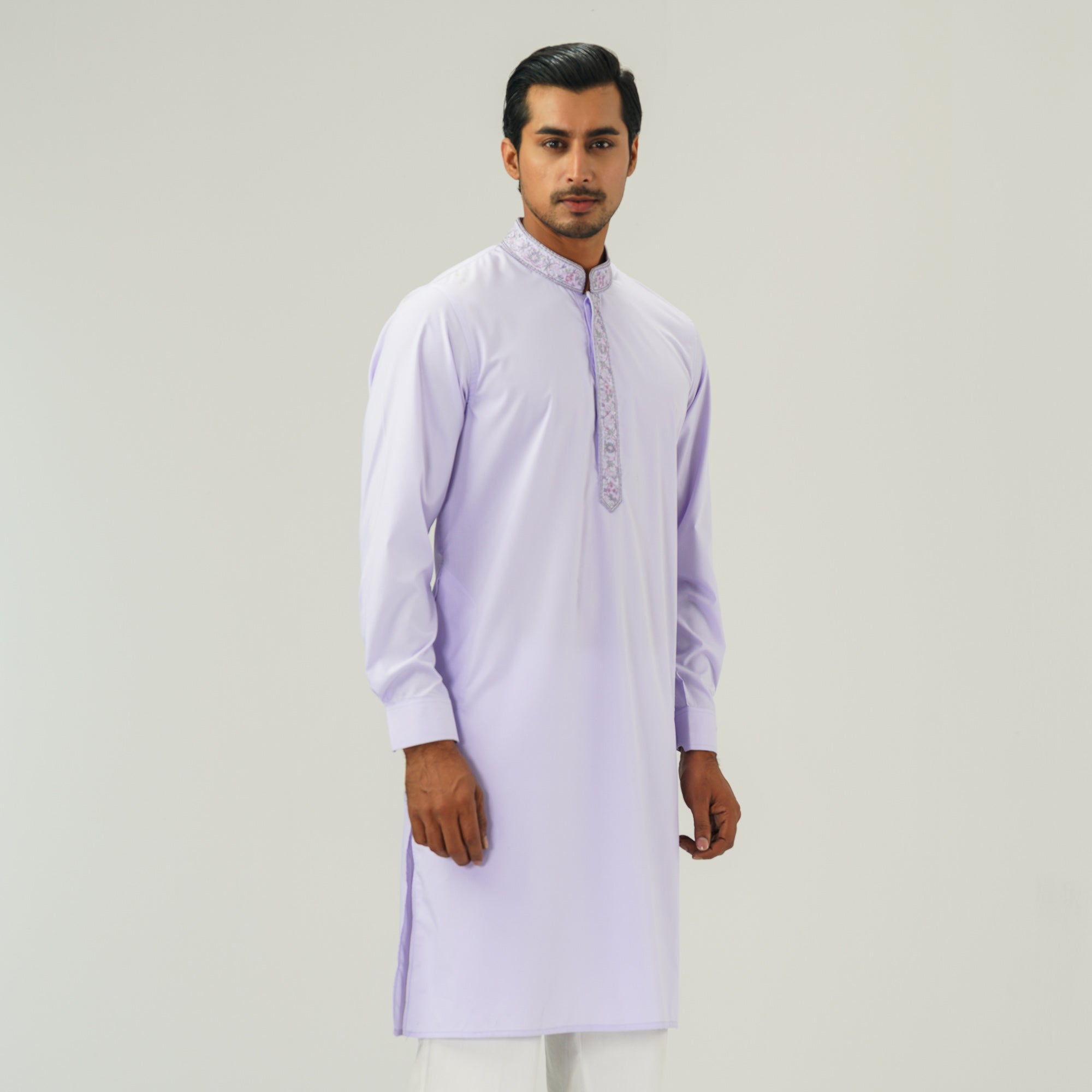 Mens Lavender Embroidered Panjabi – TwelveBd